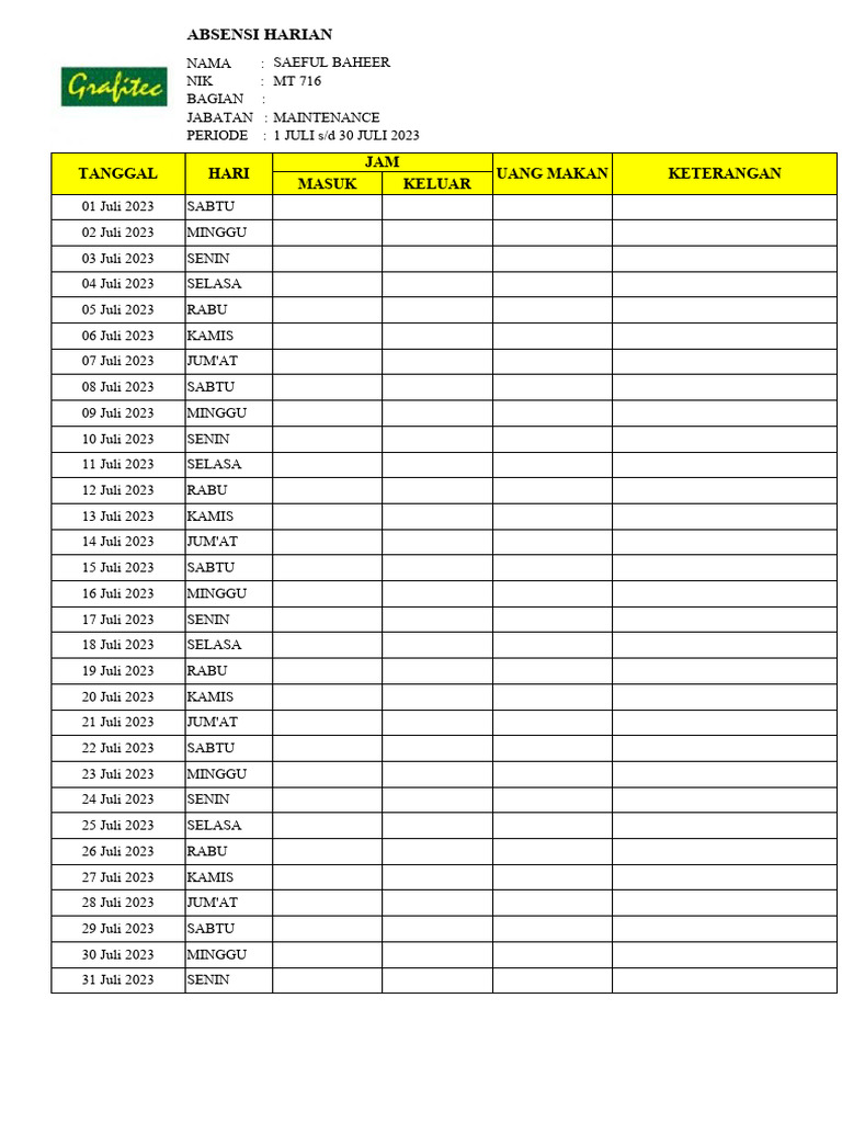 Absen Format Terbaru | PDF