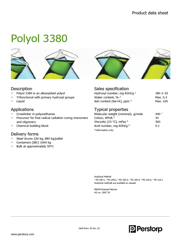 Polyol 3380 Product Data Sheet | PDF