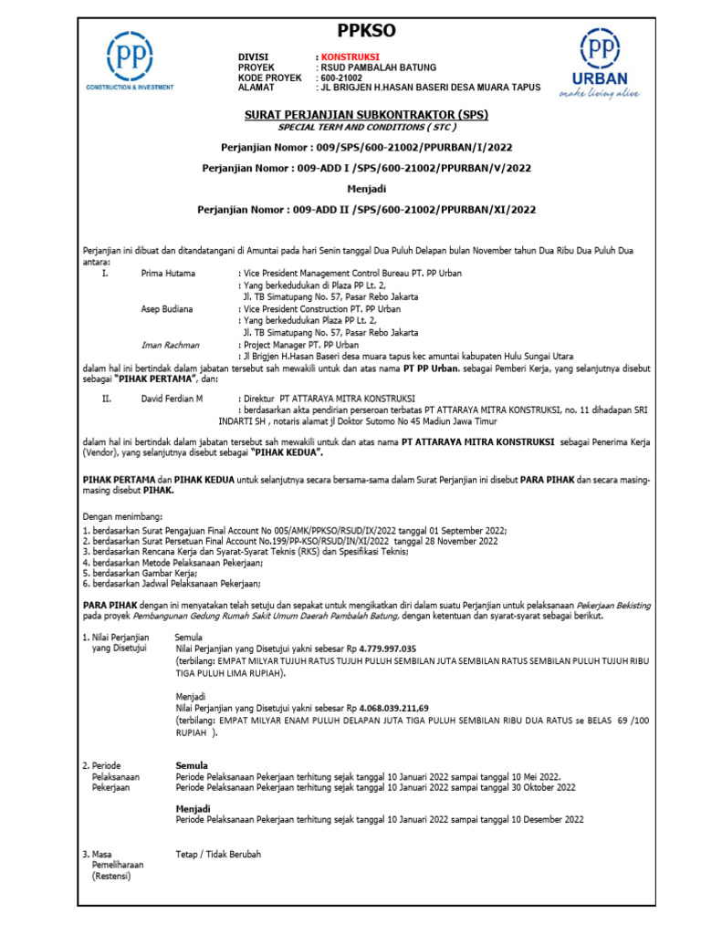 009 - Add Ii SPS PT Attaraya Mitra Konstruksi | PDF