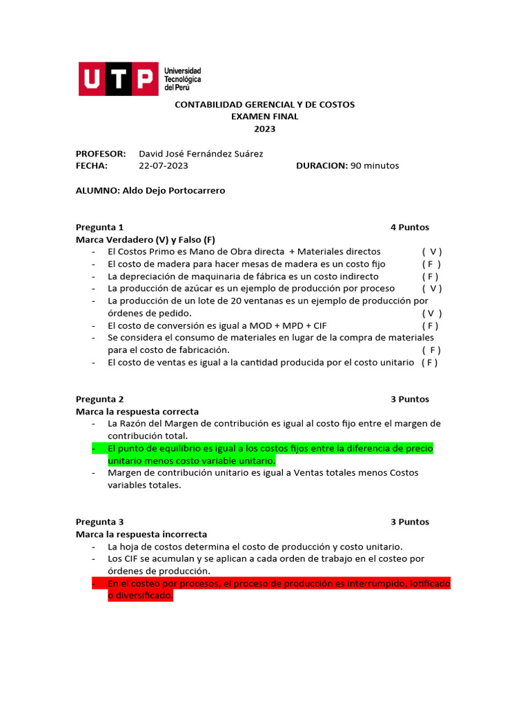 Examen Final Contabilidad Gerencial y de Costos | PDF | Negócios | Computadores