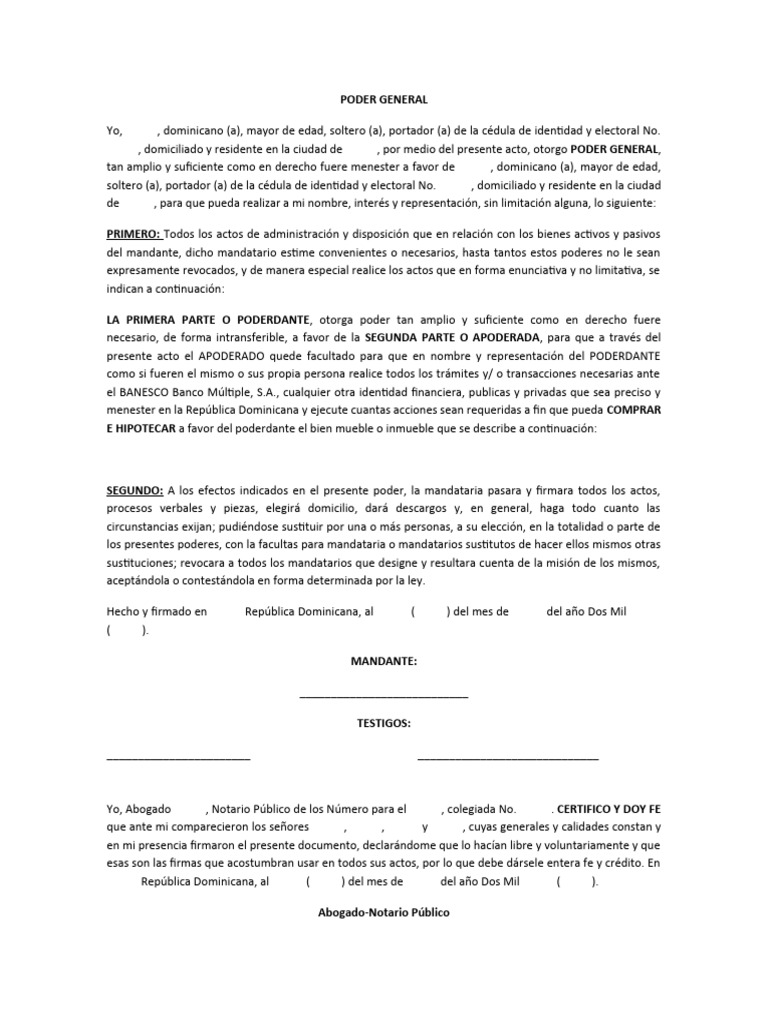 Modelo Poder General Persona FÃ - Sica - CrÃ©dito Hipotecario ...