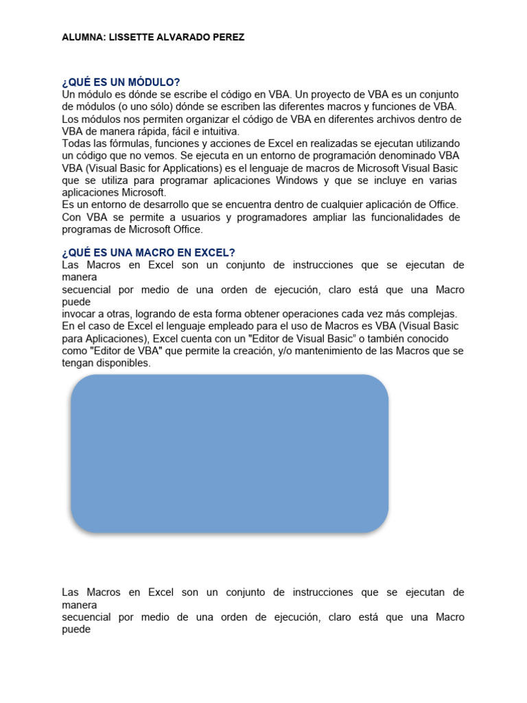 Qué Es Un Módulo | PDF | Visual Basic para Aplicaciones | Macro ...