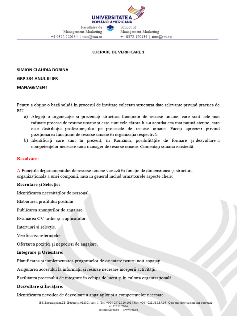 Simion Claudia Dorina GRP 334 An III Ifr Lucrare de Verificare Numarul ...