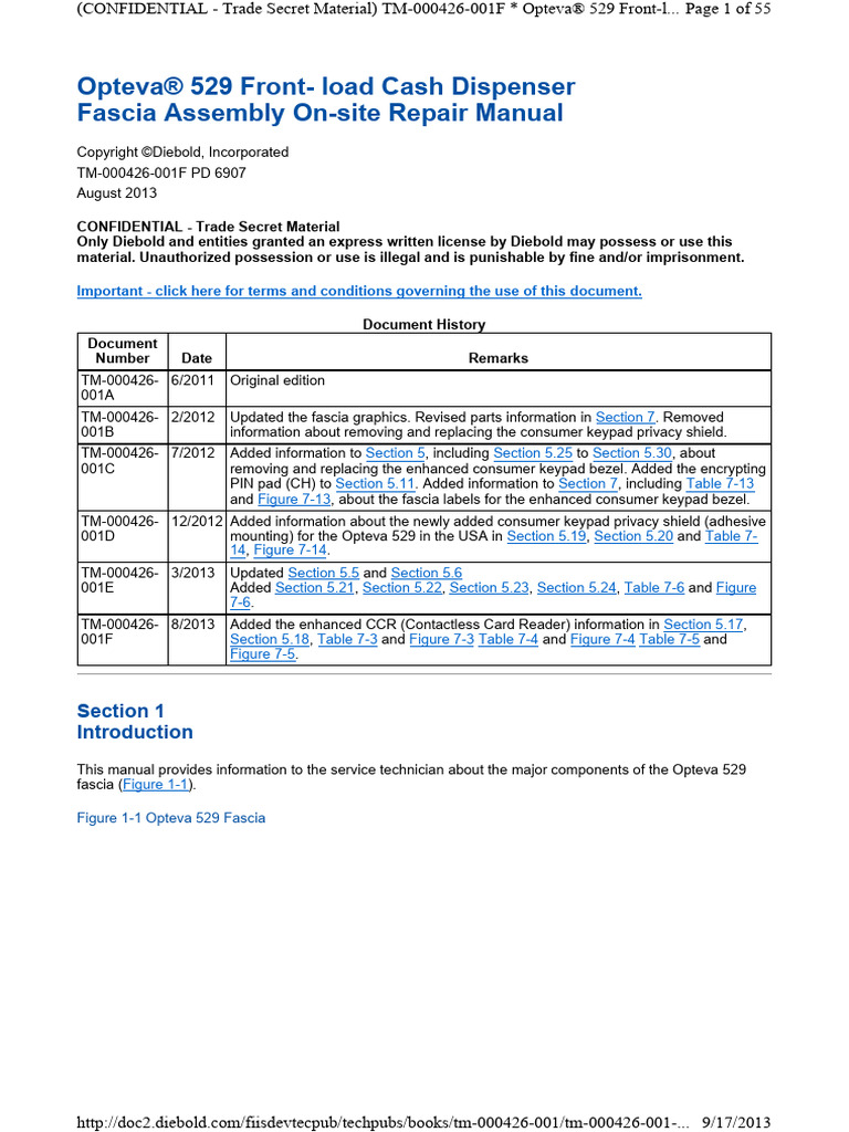 Opteva 529 Fascia Assembly On-Site Repair Manual | PDF