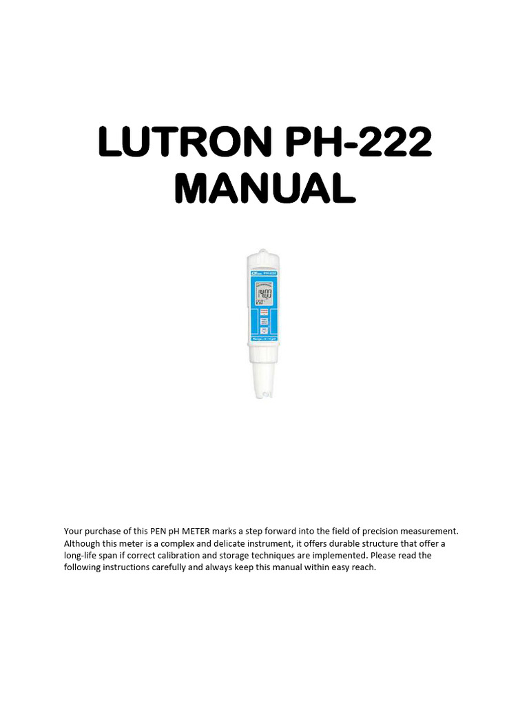 PH 222+manual | PDF
