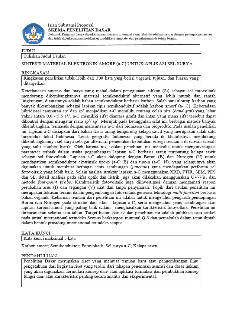 Isian Substansi Proposal Skema Dasar | PDF