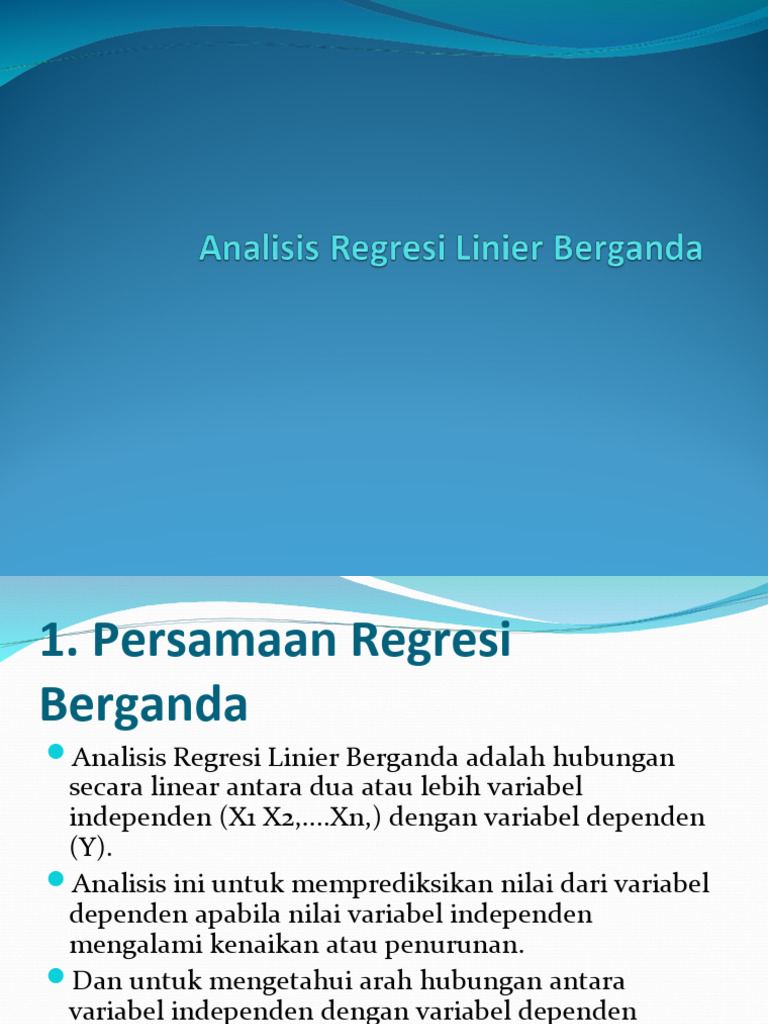 Analisis Regresi Linier Berganda | PDF