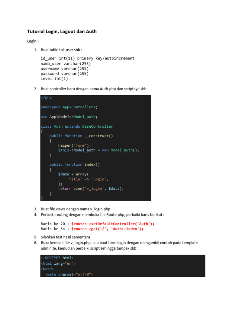 Tutorial Login, Logout Dan AuthFilter | PDF