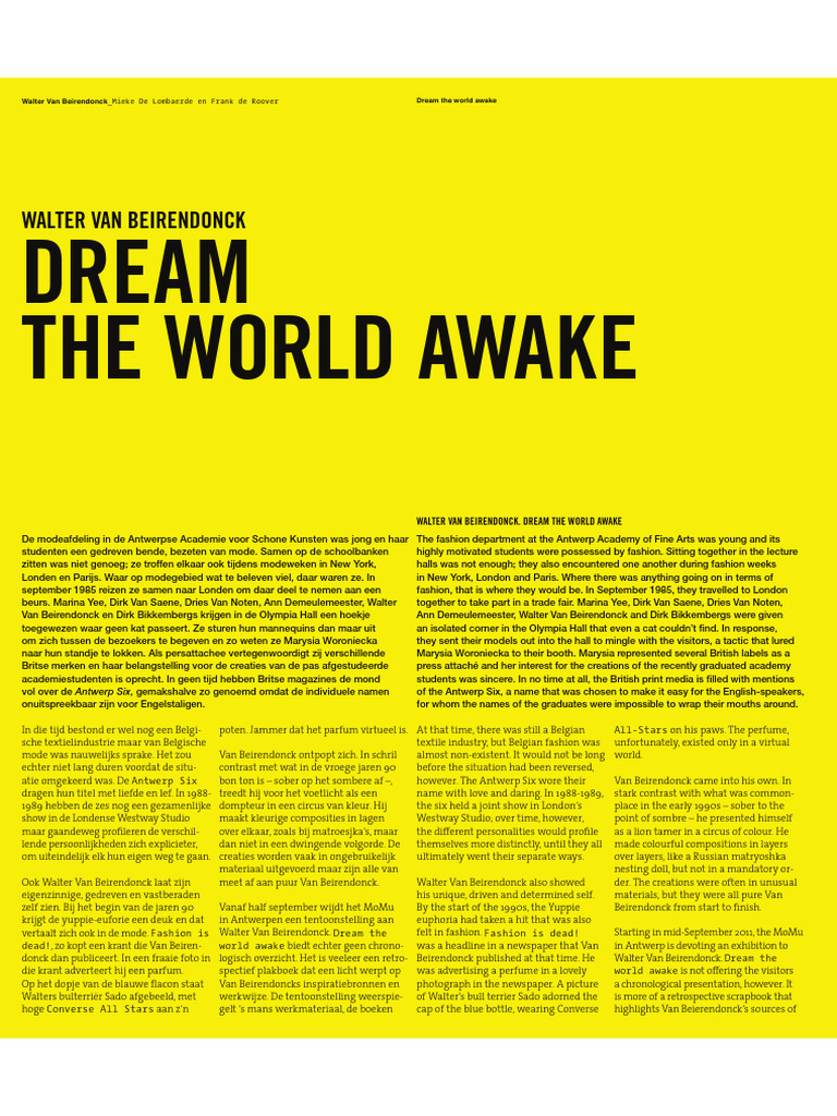 Dream The World Awake - Walter Van Beirendonck | PDF