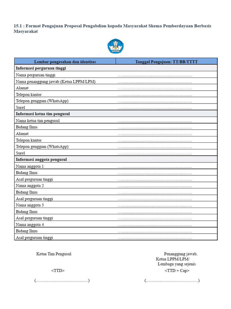 Lampiran 151 Format Proposal Pengabdian Skema Pemberdayaan Berbasis ...