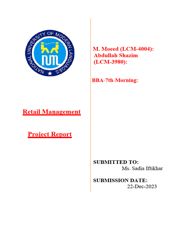 Retail MGT Final Project Moeed | PDF | Retail | Brand Retail MGT Final Project Moeed | PDF | Retail | Brand