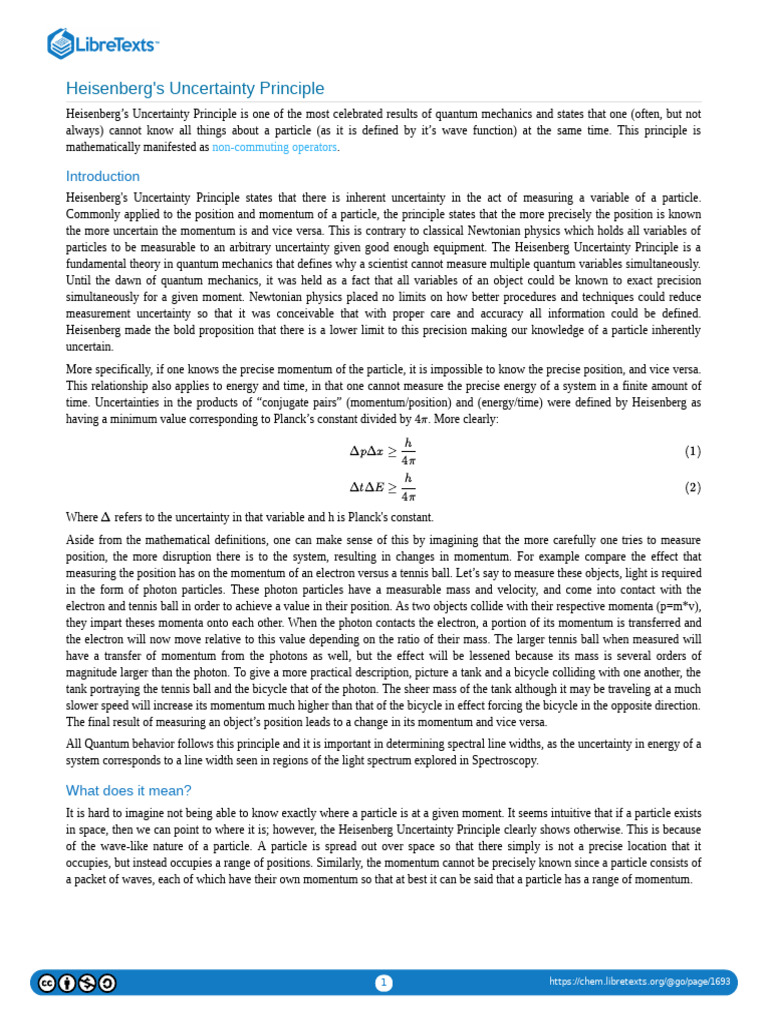 Heisenberg's Uncertainty Principle | PDF | Uncertainty Principle | Momentum