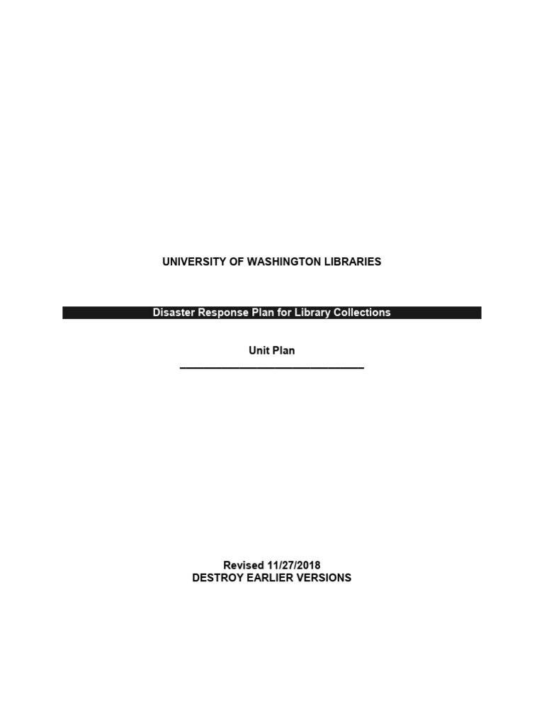 Library Disaster Response Plan Guide | PDF | Emergency | Emergency ...