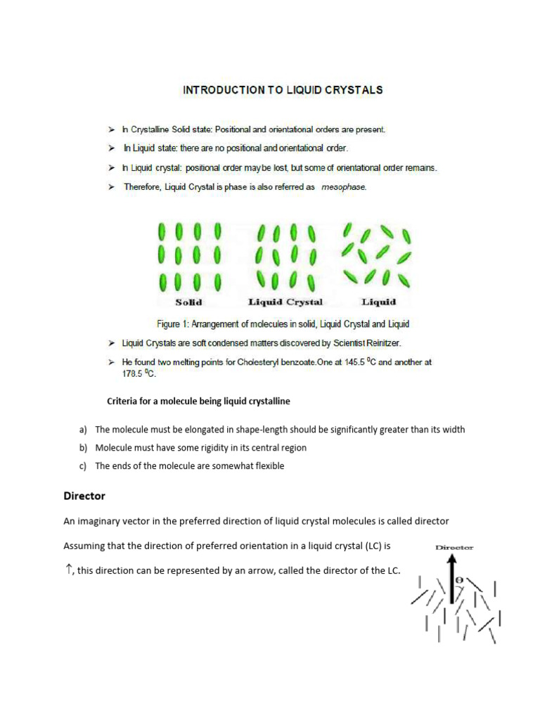 Notes On Liquid Crystals | PDF