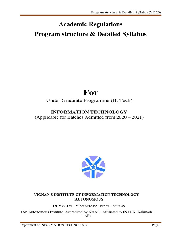 VR 20 B.Tech Information Technology Syllabus | PDF
