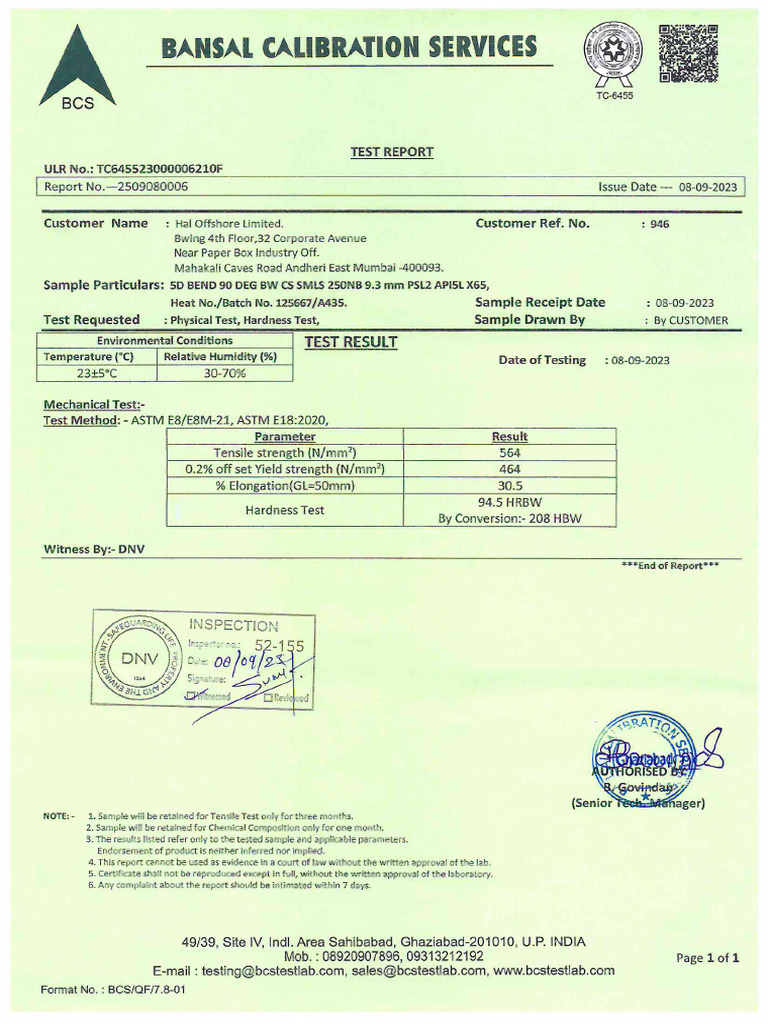 Test Reports & Calibration Certificates | PDF
