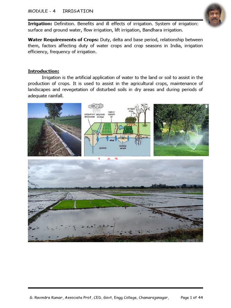 Grk-cv-17cv73-Hydrology and Irrigation Engineering - Module - 4 (Irrigation) - Module - 4 ...