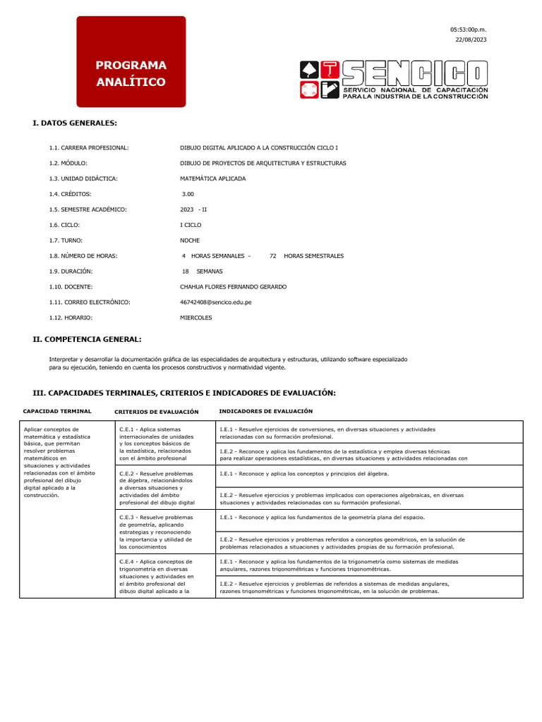 Silabo-Matematica Aplicada-Ddac | PDF | Geometría | Triángulo Silabo-Matematica Aplicada-Ddac | PDF | Geometría | Triángulo
