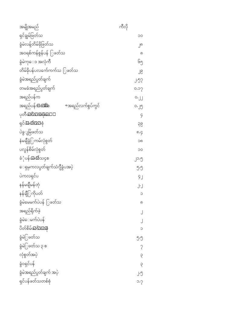 Jade Weight List | PDF