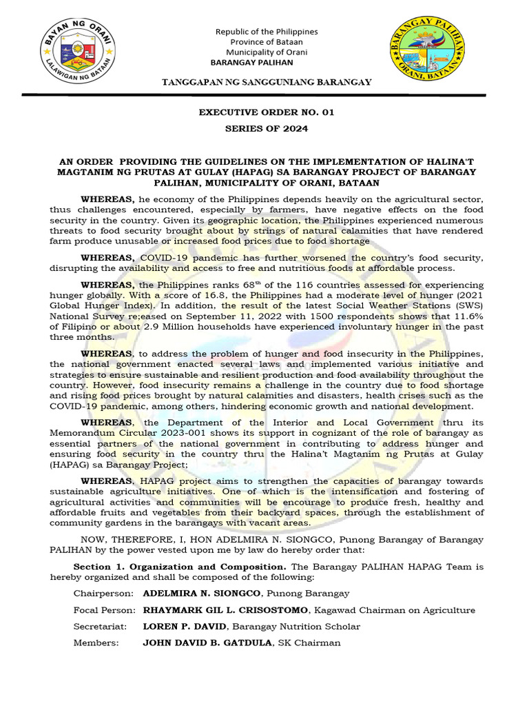 HAPAG Community Garden Guidelines | PDF | Food Security | Hunger