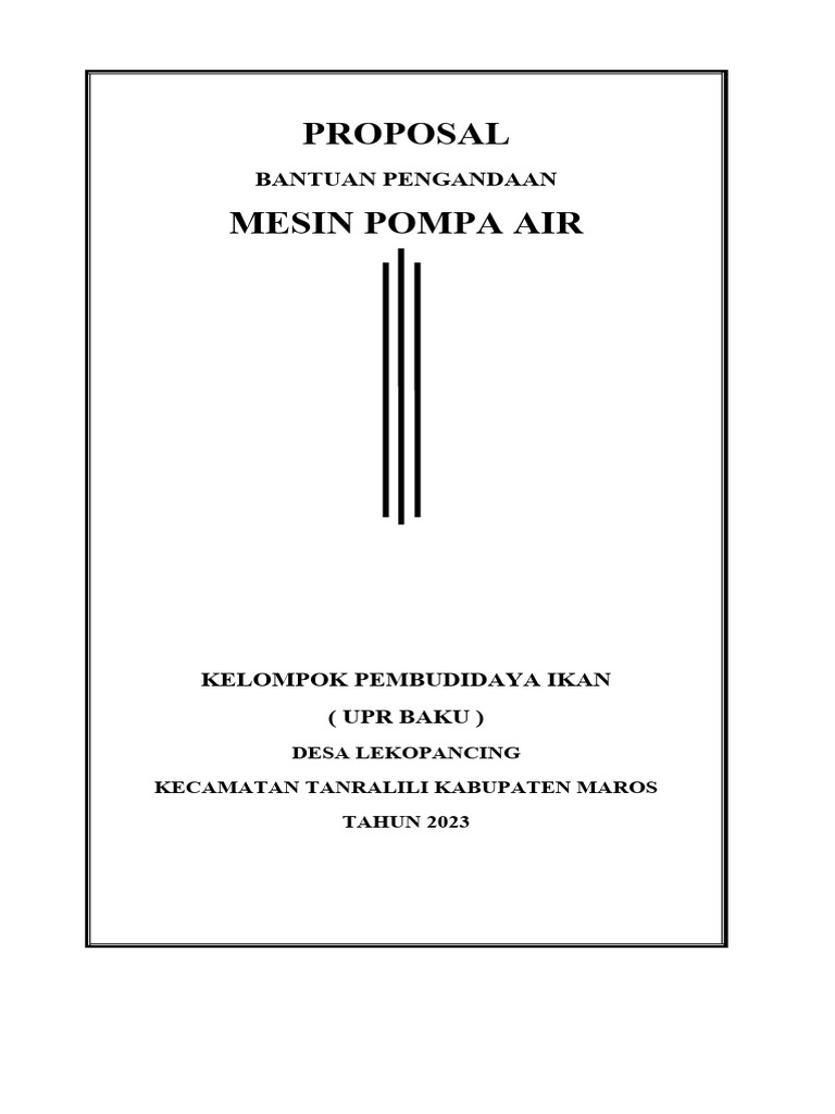 Proposal Mesin Pompa BMHJ | PDF
