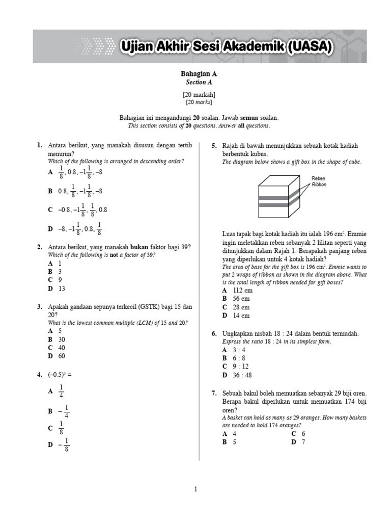 Form 1 UASA Revision Paper 2023 | PDF