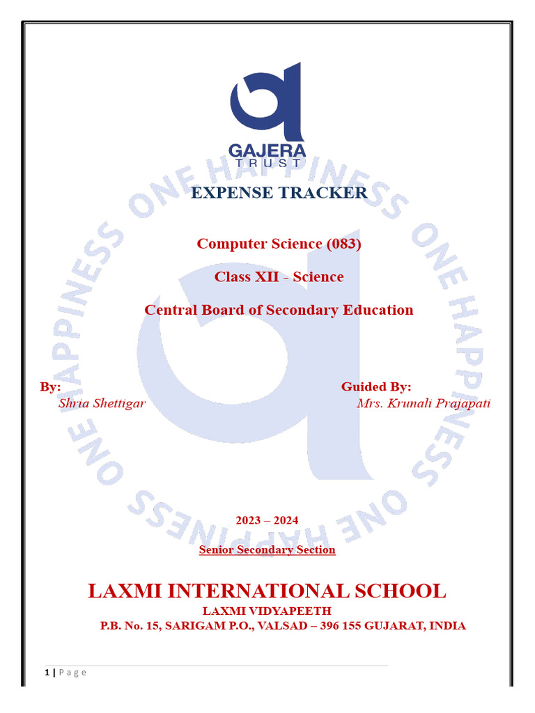 Expense Tracker Project | PDF | My Sql | Databases