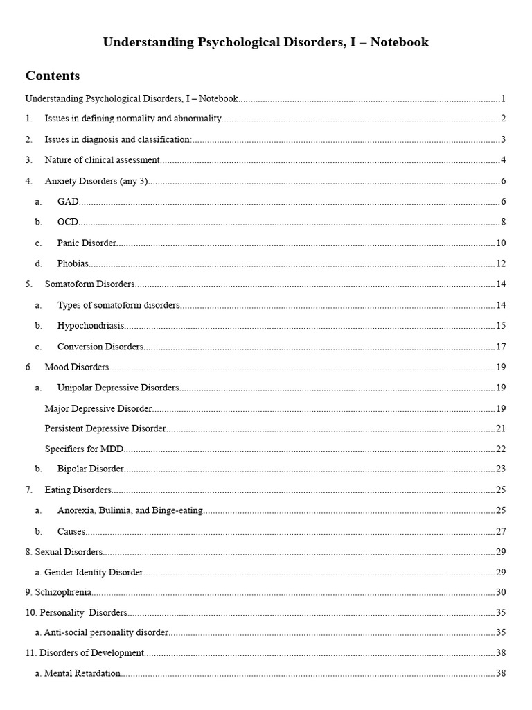 Understanding Psychological Disorders, 1 - Notebook | PDF