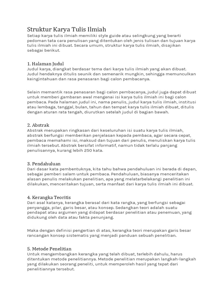 Struktur Karya Tulis Ilmiah | PDF