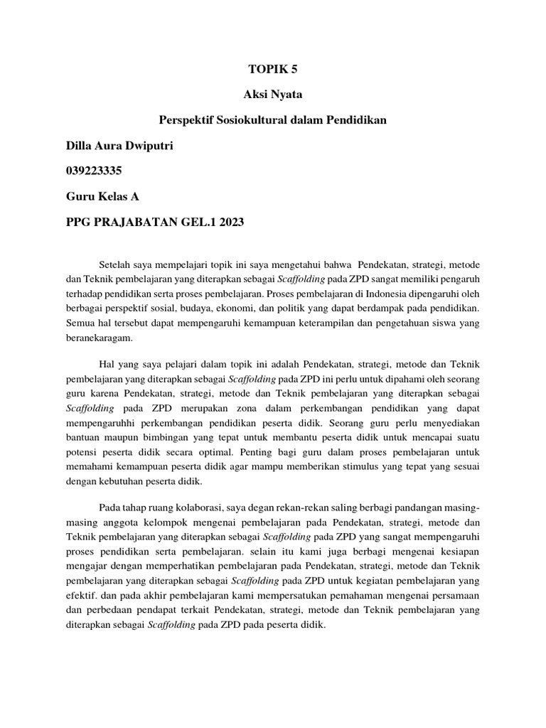 Topik 5 - Aksi Nyata - Perspektif Sosiokultural | PDF