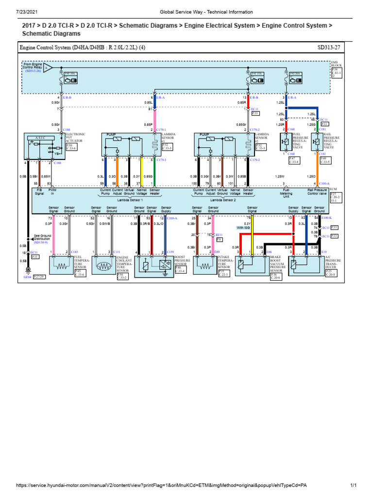 2017 D 2.0 TCI-R D 2.0 TCI-R Schematic Diagrams Engine Electrical ...