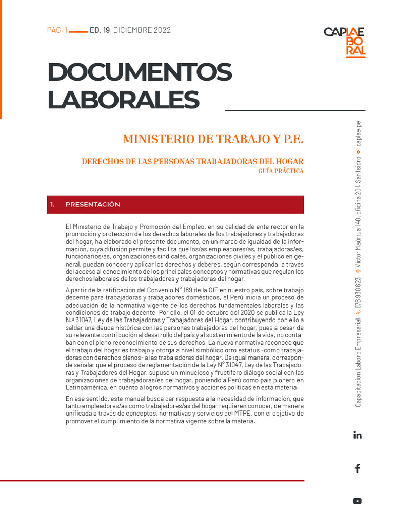 Suplemento Documentos Laborales N 19-Diciembre 2022 | PDF | Trabajadora doméstica | Pensión
