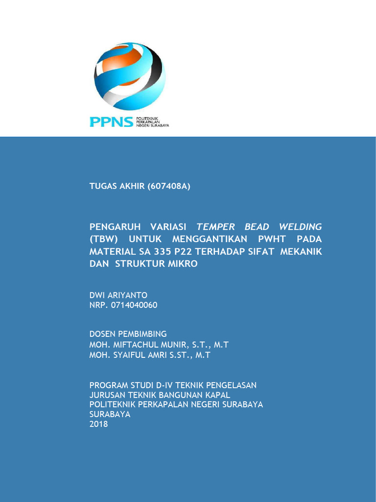 Pengaruh Temper Bead Welding pada SA 335 P22 | PDF