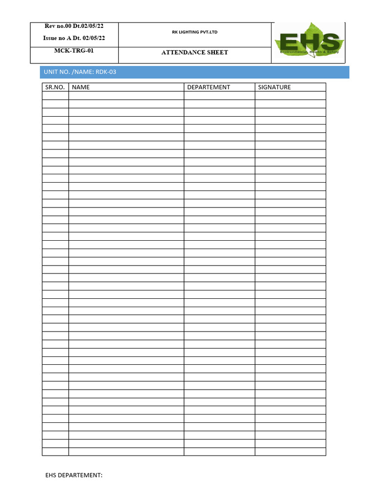 Attendance Sheet Mock Drill and TRG.) RDK-03 | PDF | Computers