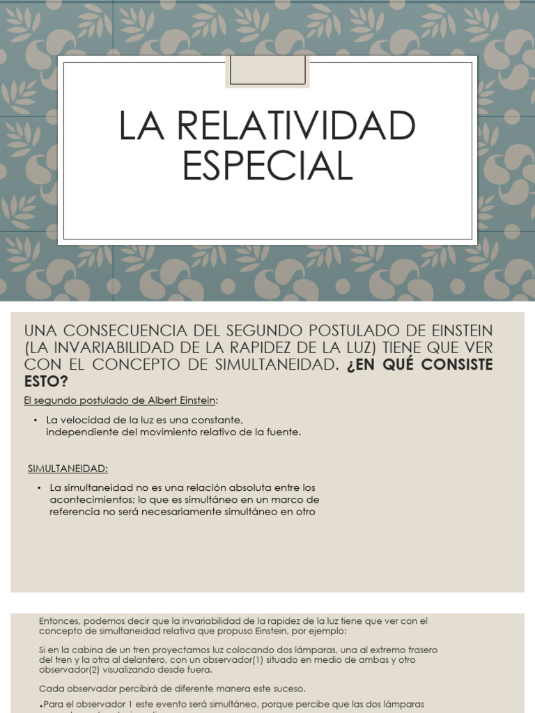 Relatividad y Simultaneidad de Einstein | PDF | Libros para adolescentes