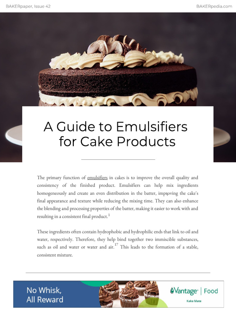 AGuideto Emulsifiersfor Cake Products BAKERpaper | PDF | Emulsion | Cakes