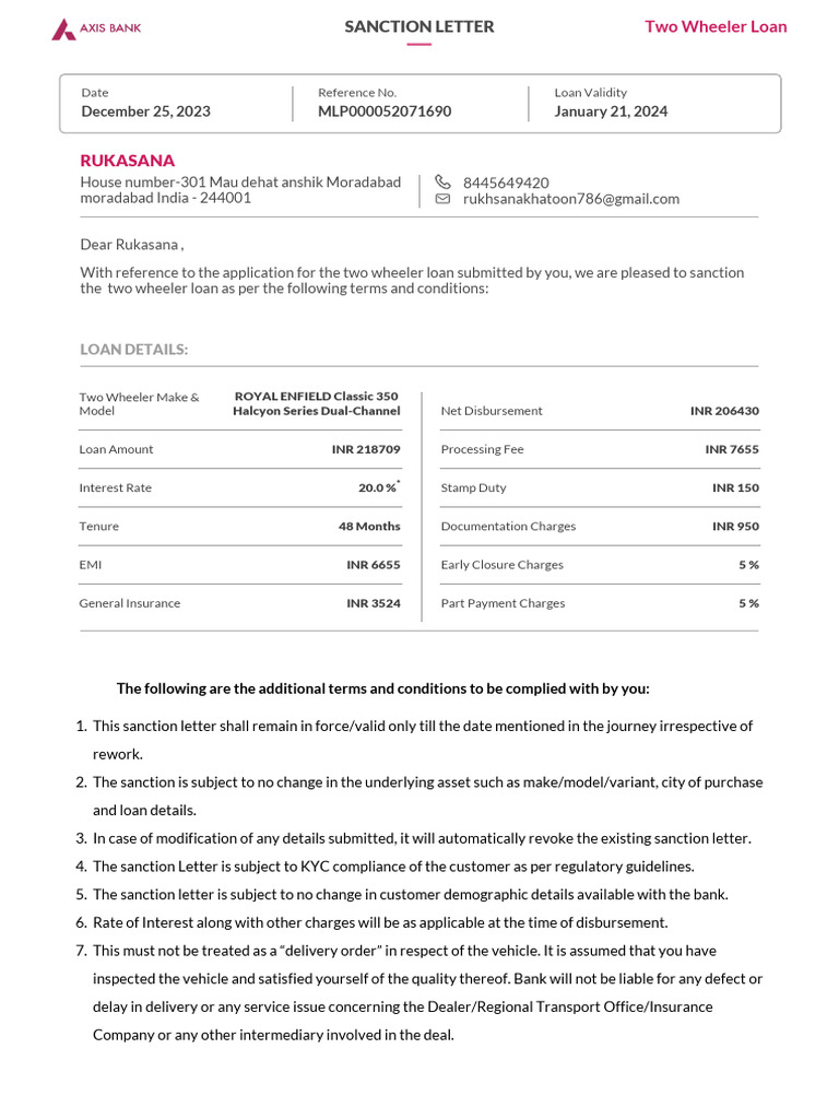 Sanction Letter | PDF | Loans | Banks Sanction Letter | PDF | Loans | Banks