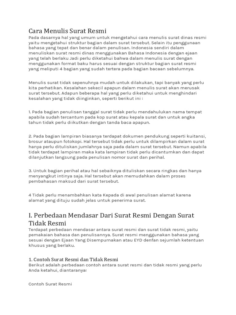Cara Menulis Surat Resmi | PDF