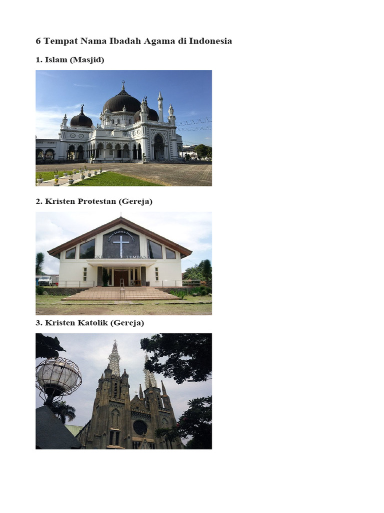 7 Tempat Nama Ibadah Agama Di Indonesia | PDF