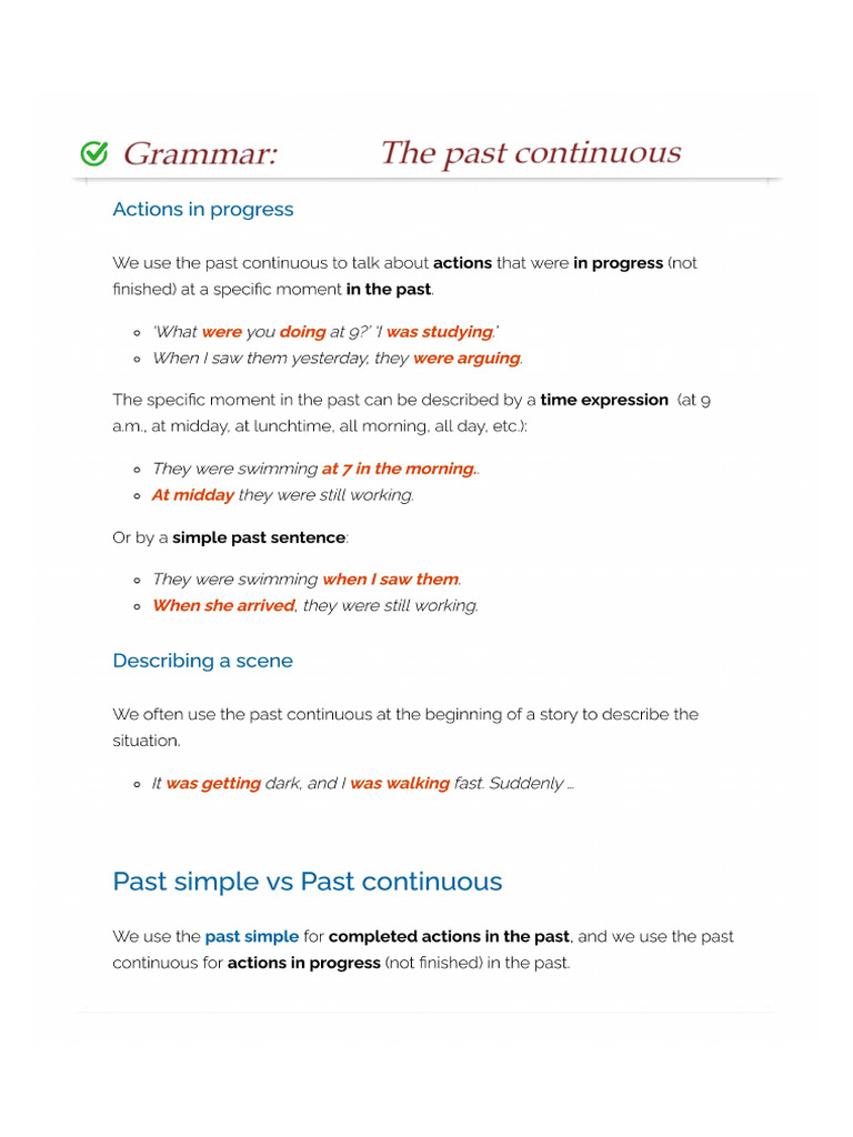 Past Continuous | PDF