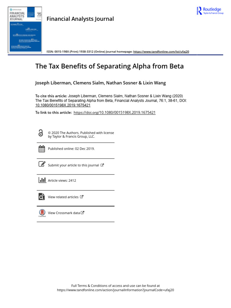 The Tax Benefits of Separating Alpha From Beta | PDF