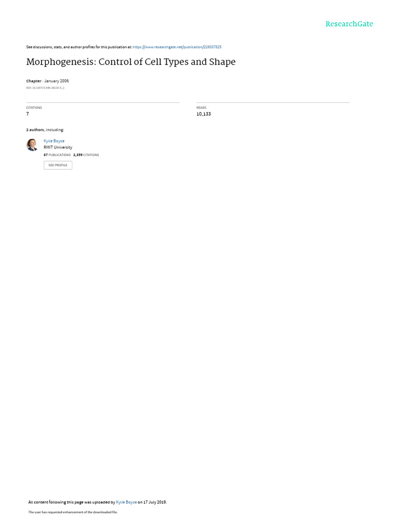 Morphogenesis Control of Cell Types and Shape | Download Free PDF | Actin | Cytoskeleton