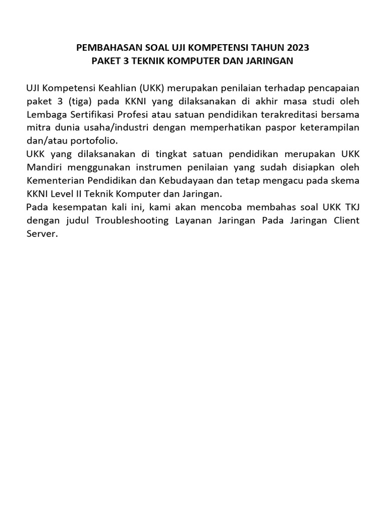 Pembahasan UKK TKJ 2023 | PDF | Griya & Taman | Komputer