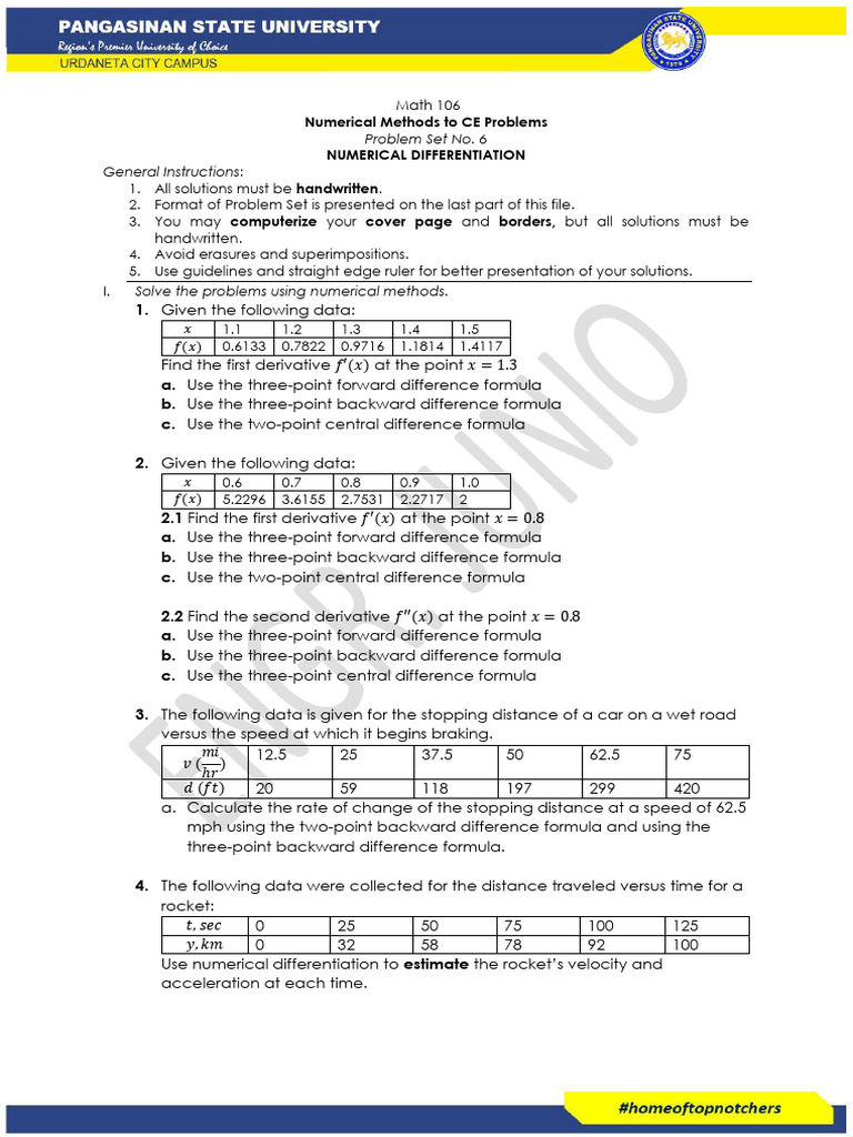 Problem Set No 6 1 Pdf Finite Difference Numerical Analysis