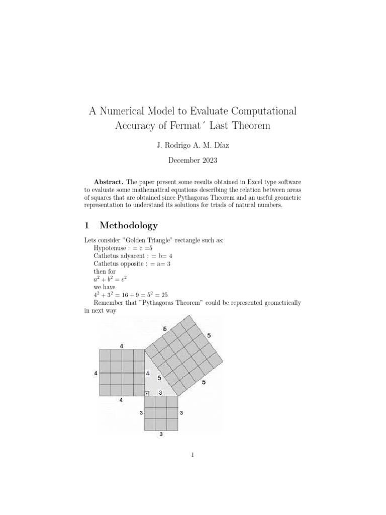 A Numerical Model To Evaluate Fermat Last Theorem | PDF | Significant ...
