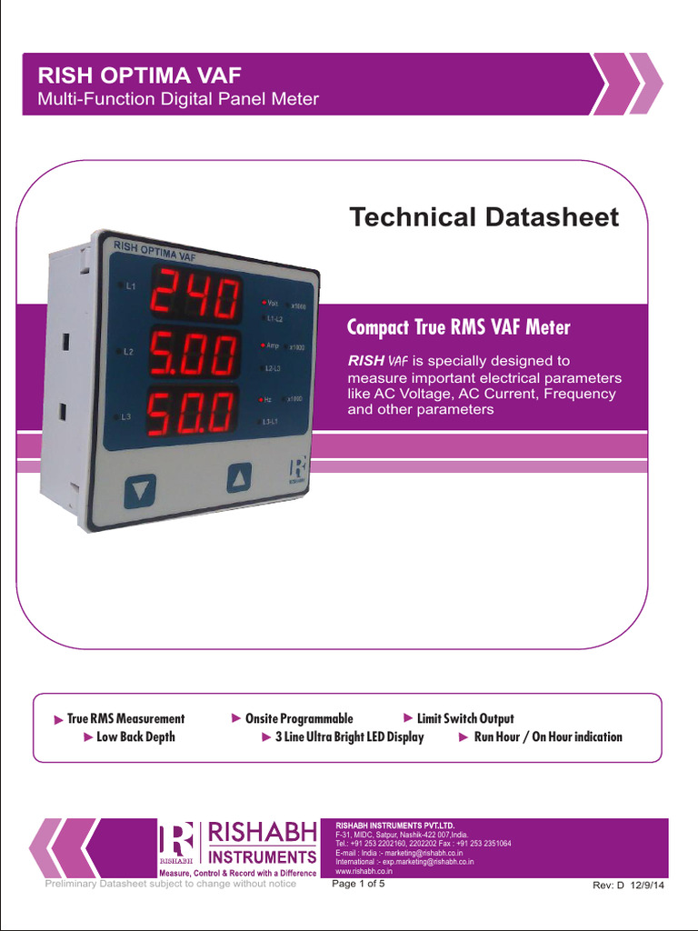 Rish Optima Vaf-3-Ha-Nl Ficha Tecnica | PDF | Alternating Current ...