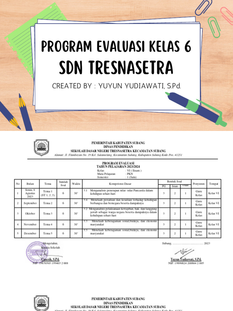 Program Evaluasi Kelas 6 | PDF