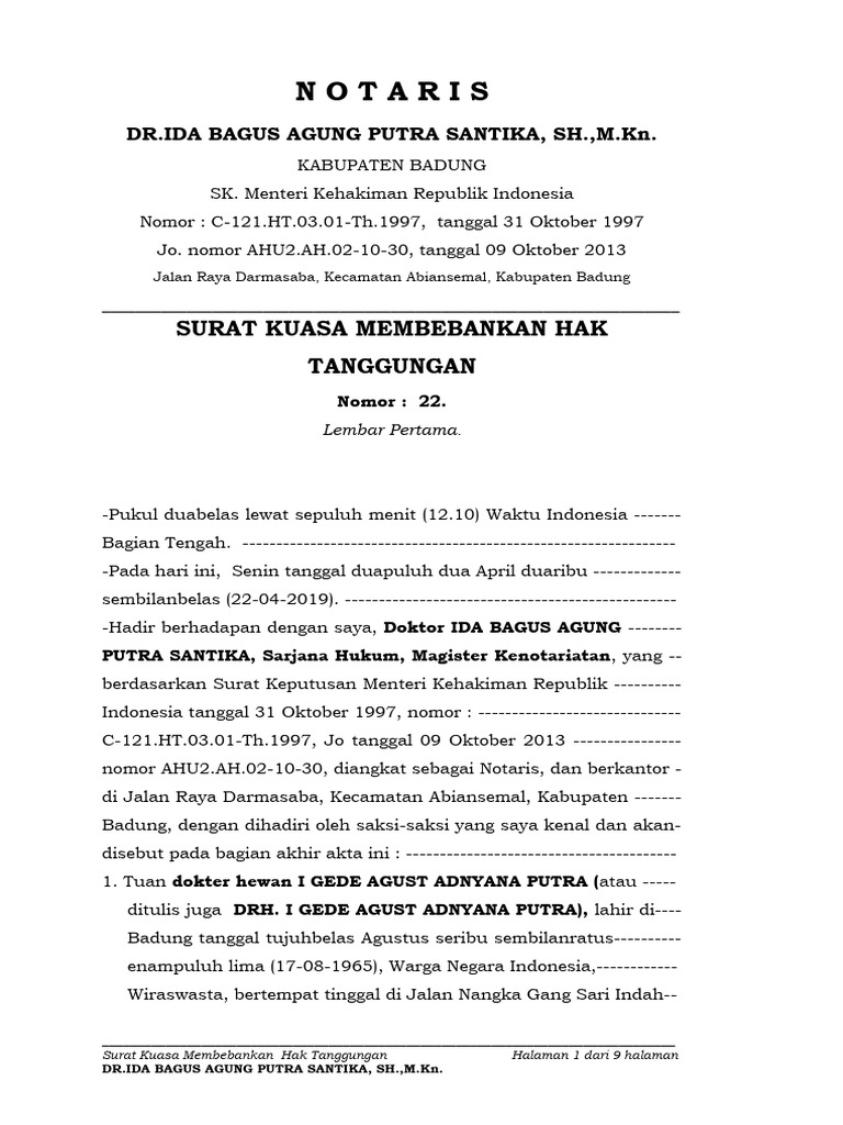 Contoh Akta SKMHT | PDF