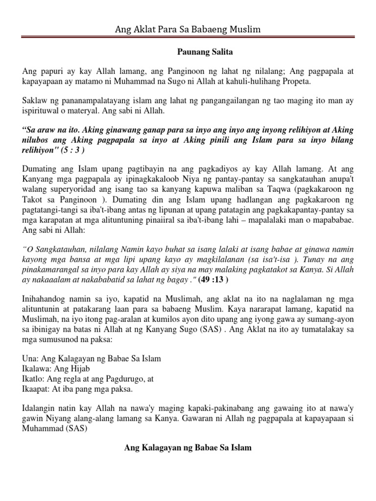 Ang Aklat para Sa Babaeng Muslim | PDF