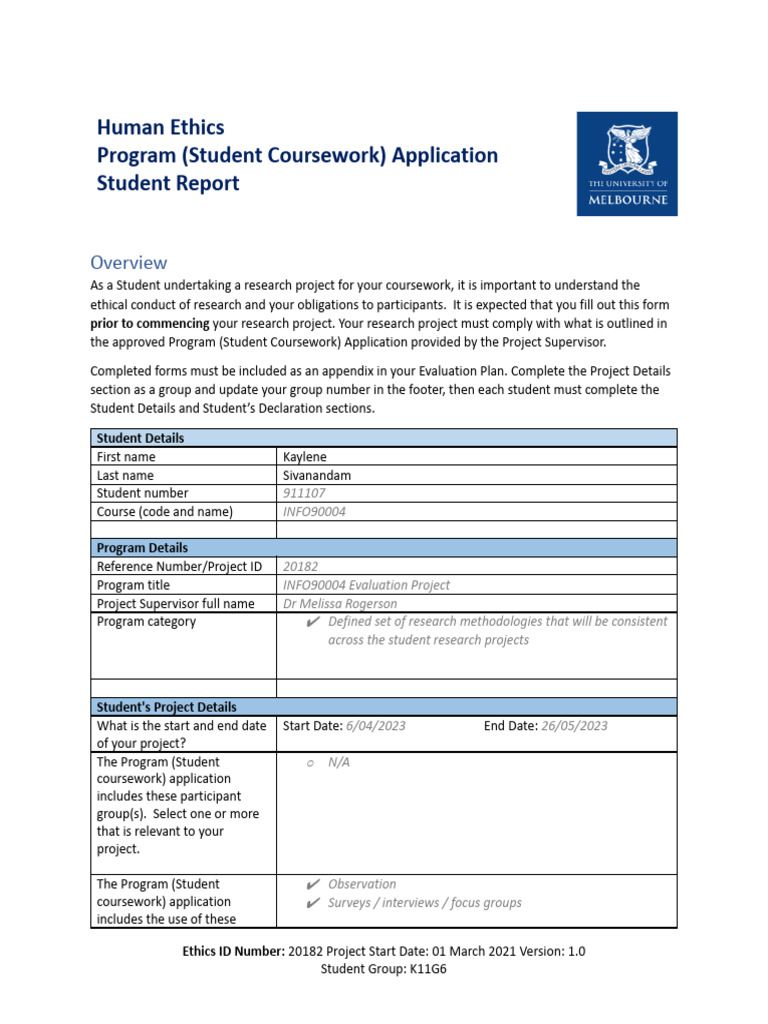 Human Ethics Student Report | PDF